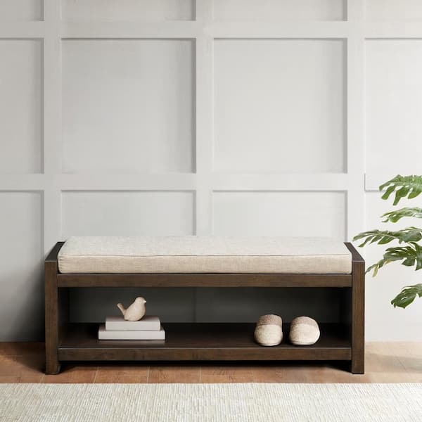 Madison Park Light Brown Faux Leather Upholstered Storage Bench 50 in. x 17 in. x 18 in. Entryway Bench and Bedroom Bench End of Bed MP105 1222 The Home Depot
