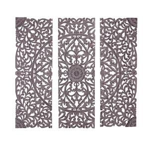 LITTON LANE 48 in. x 16 in. "Carved Botanical Scrollwork" Framed Wooden ...