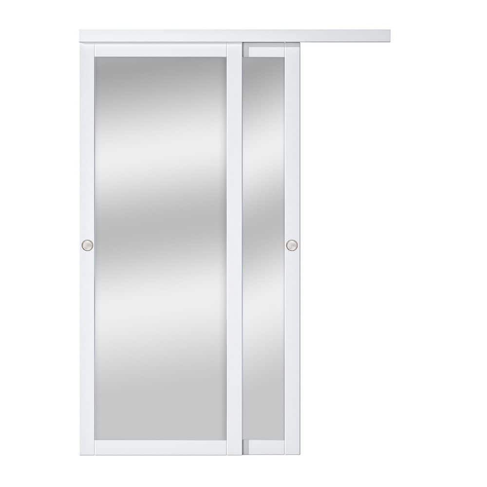 EH PUERTA 60 in. x 80 in. 1 Lite Mirror Glass White Finished MDF ...