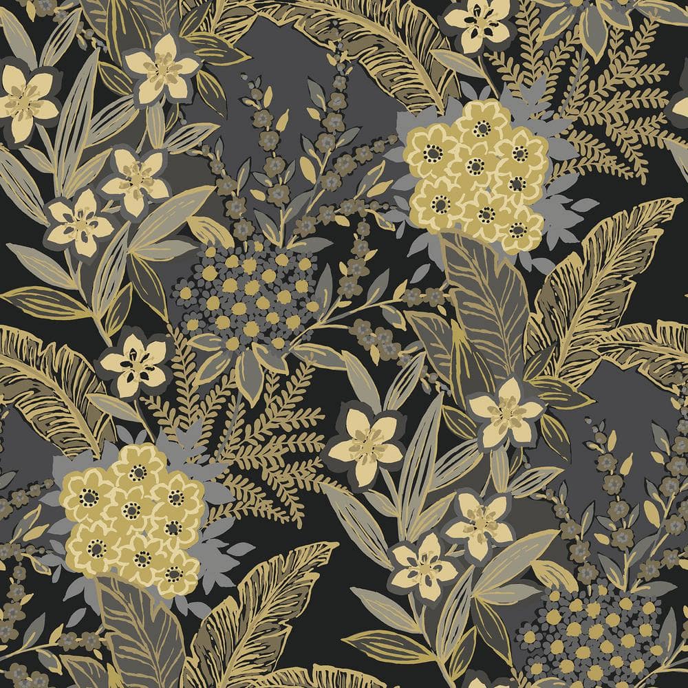 RUPAUL RuJardin Black Vinyl Peel and Stick Wallpaper Sample RPS6146SAM ...