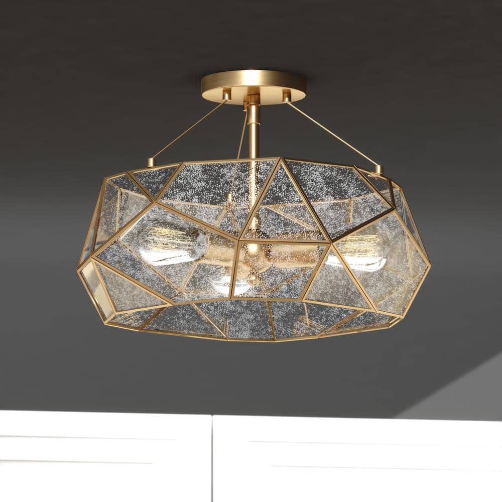 VAXCEL Euclid 16 in. W Gold Aged Brass Contemporary Geometric Semi ...