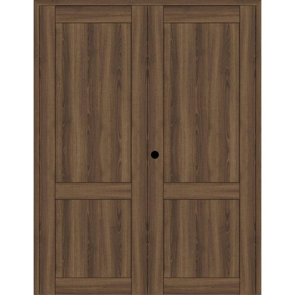 Belldinni 2-Panel Shaker 36 in. x 80 in. Right Active Pecan Nutwood Wood Composite Solid Core ...