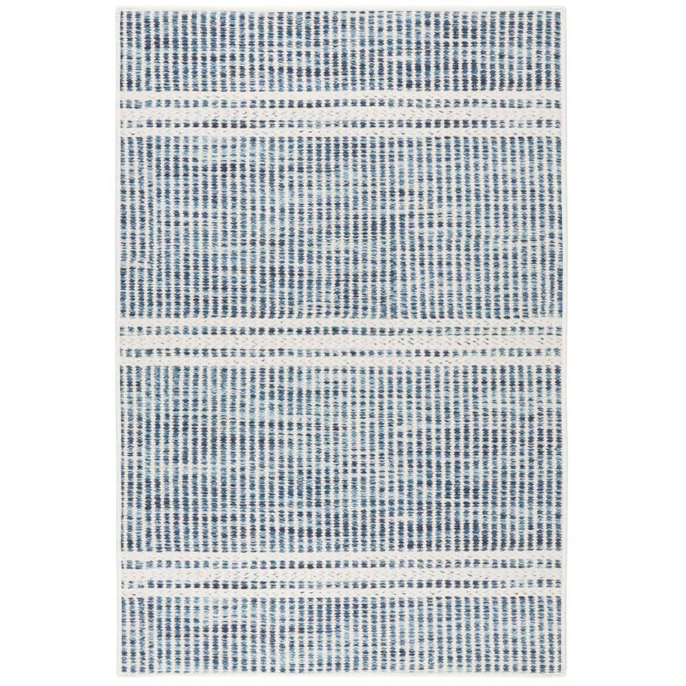 DASH & ALBERT Malta Machine Washable Blue 3 ft. x 5 ft. Indoor Area Rug ...