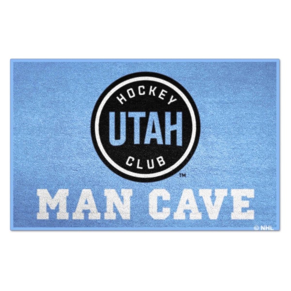 FANMATS NHL-Utah Blue 19 in. x 30 in. Hockey Club Man Cave Starter Area ...