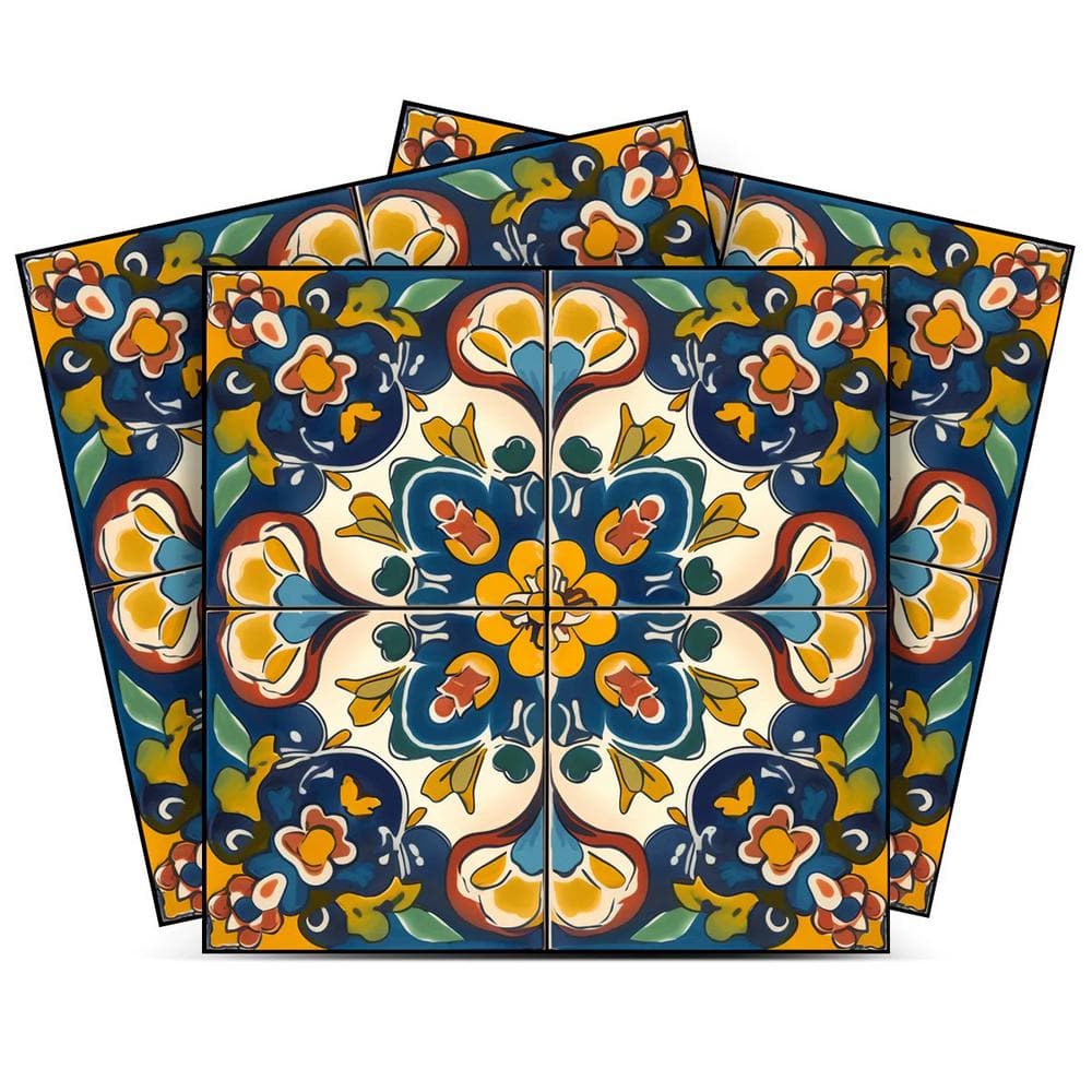 MI ALMA Midnight Blue, Red, Maroon and Orange C24 7 in. x 7 in. Vinyl ...