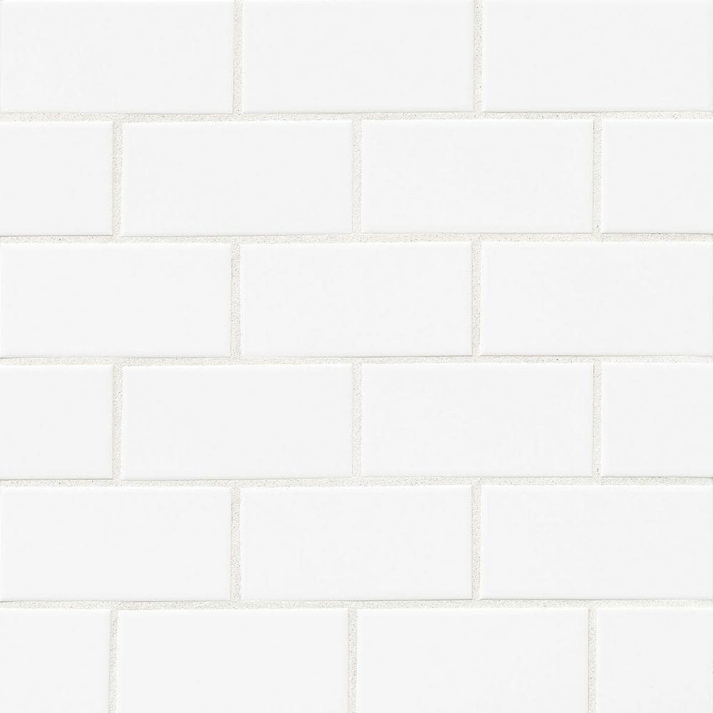Bedrosians Traditions 3 in. x 6 in. Matte Ice White Ceramic Wall Subway ...