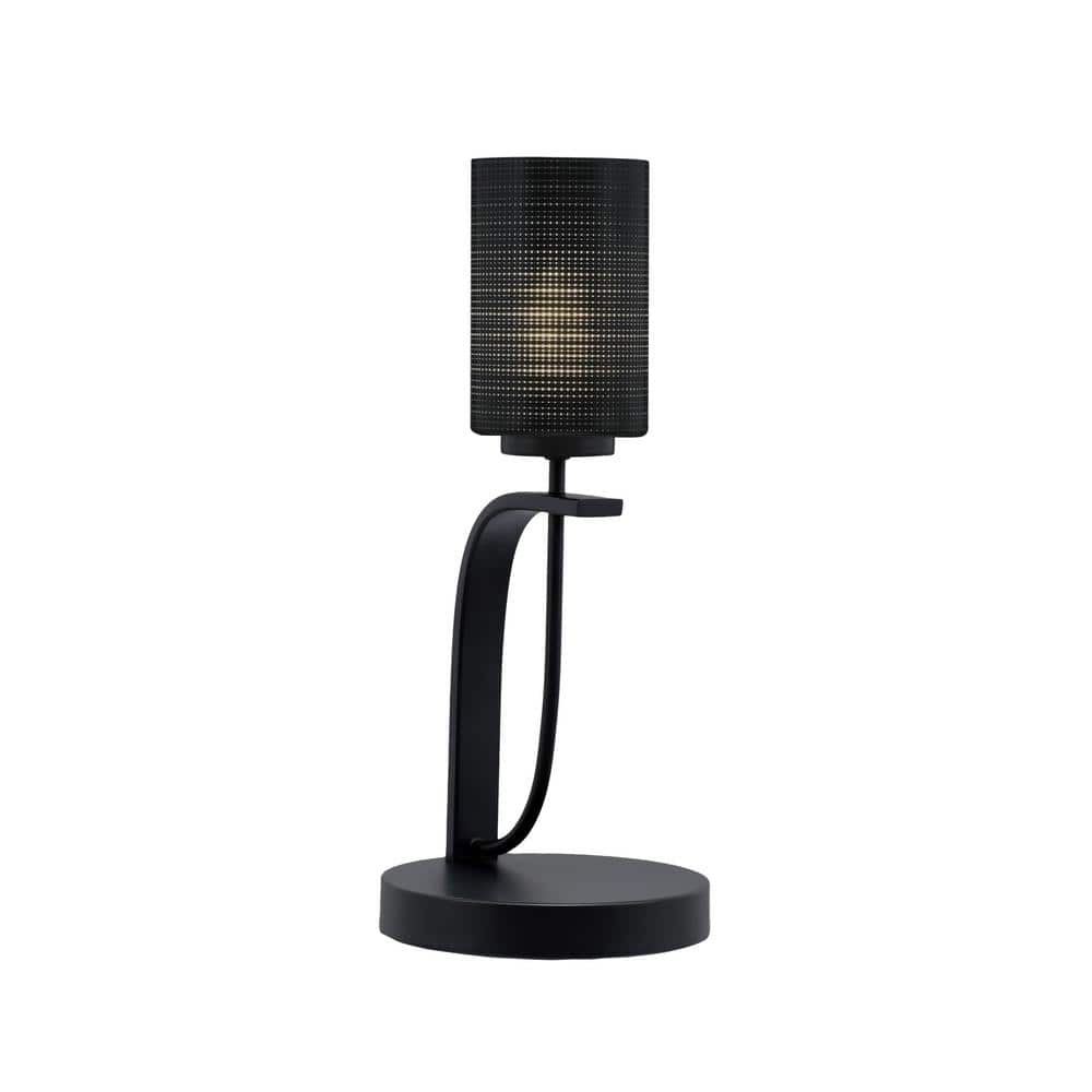 Olympia 16.75 in. Matte Black Piano Desk Lamp with Black Matrix Glass ...