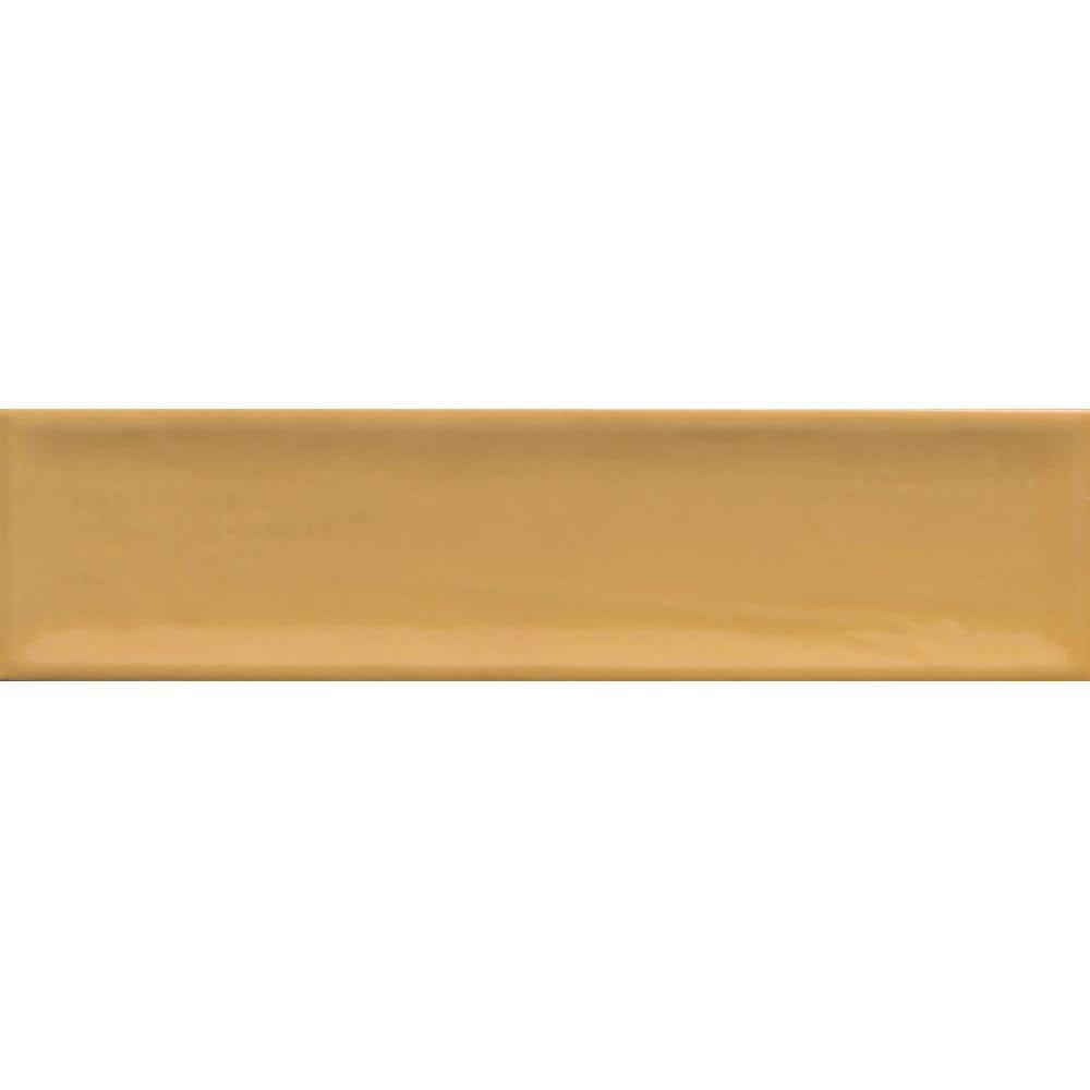 EMSER TILE Raku Mustard 3 in. x 12 in. Glossy Ceramic Wall Tile (6.3 sq ...