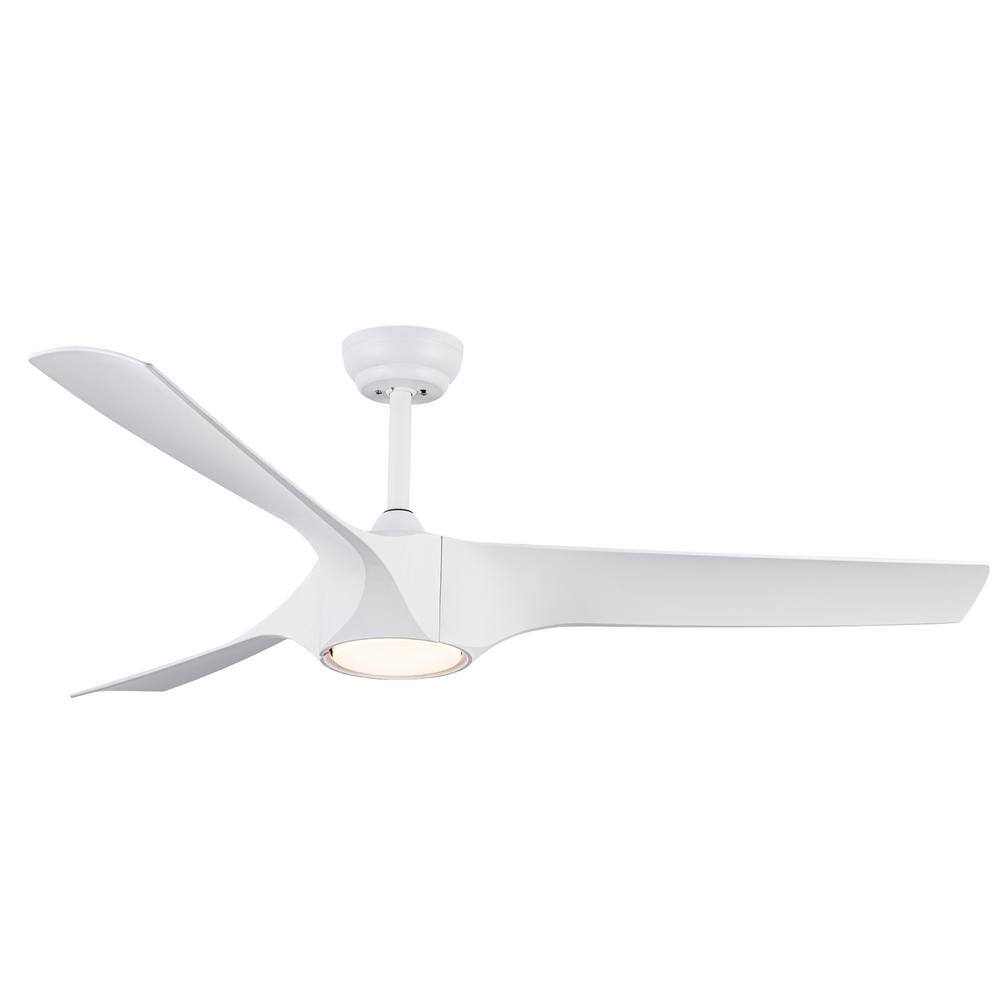 PUDO 56 in. Integrated LED Indoor White Ceiling Fan Lighting with ...