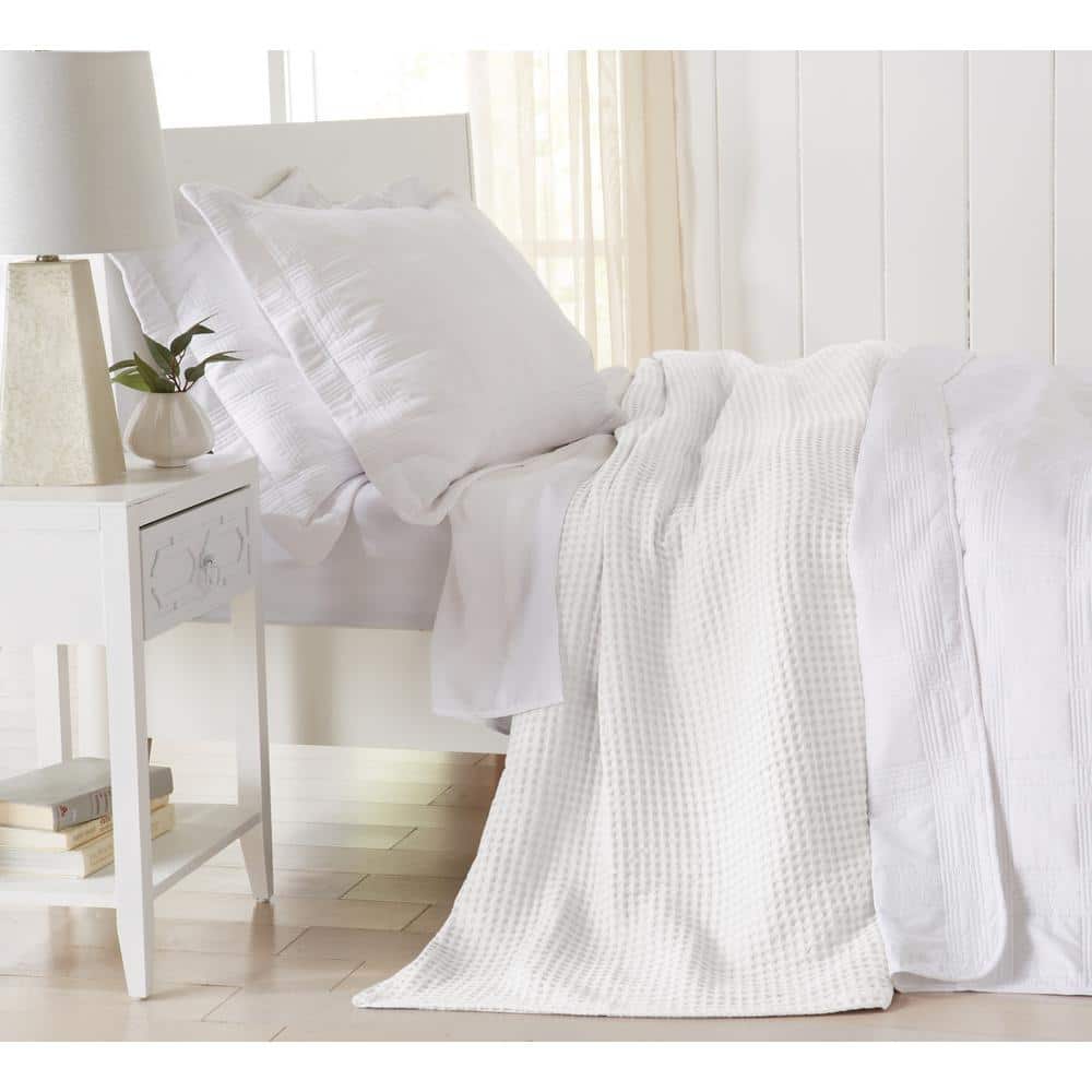 FRESHFOLDS 1-Piece White 100% Cotton Twin Lightweight Waffle Weave ...