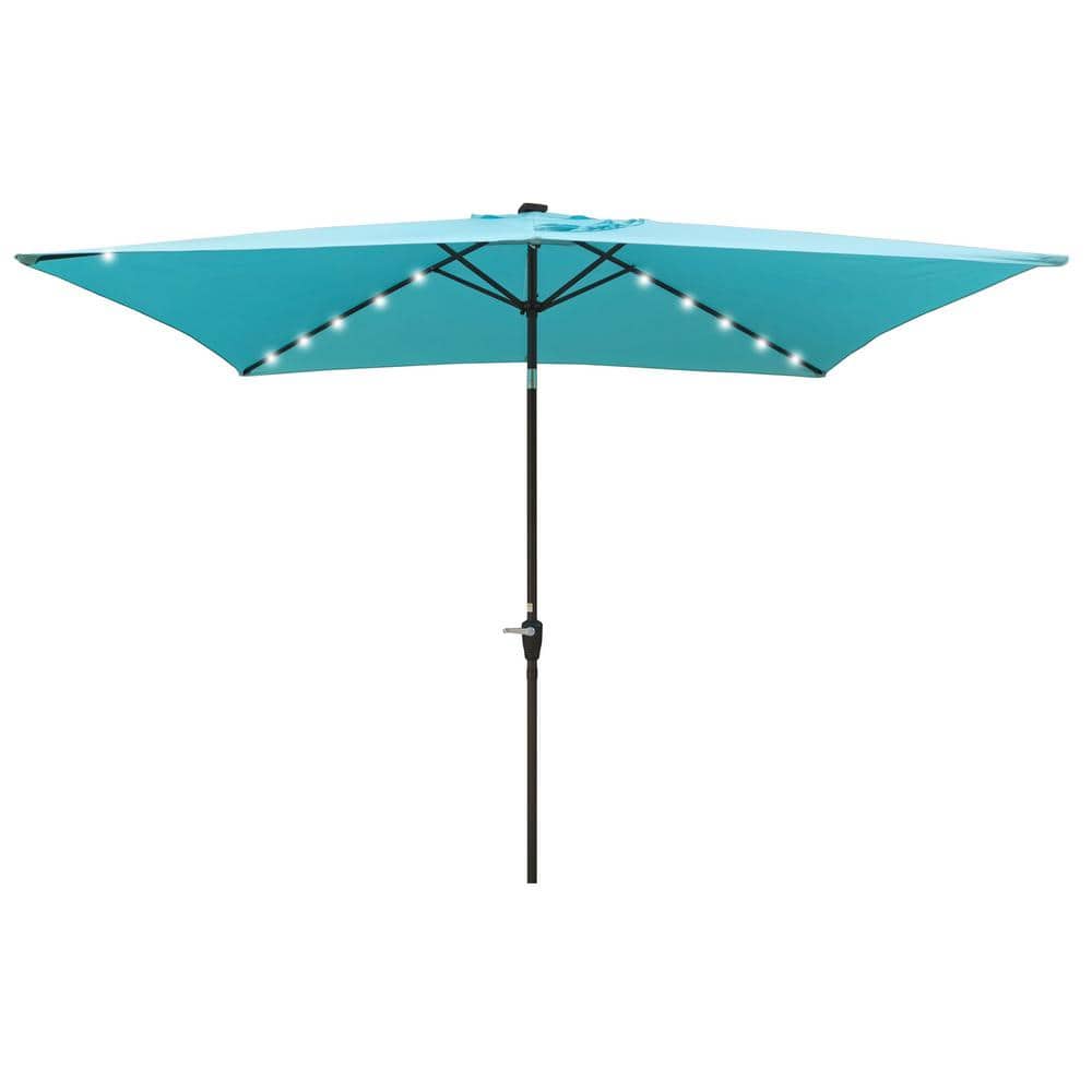 Tidoin 6.5 ft. x 10 ft. Steel Market Solar Tilt Patio Umbrella in ...