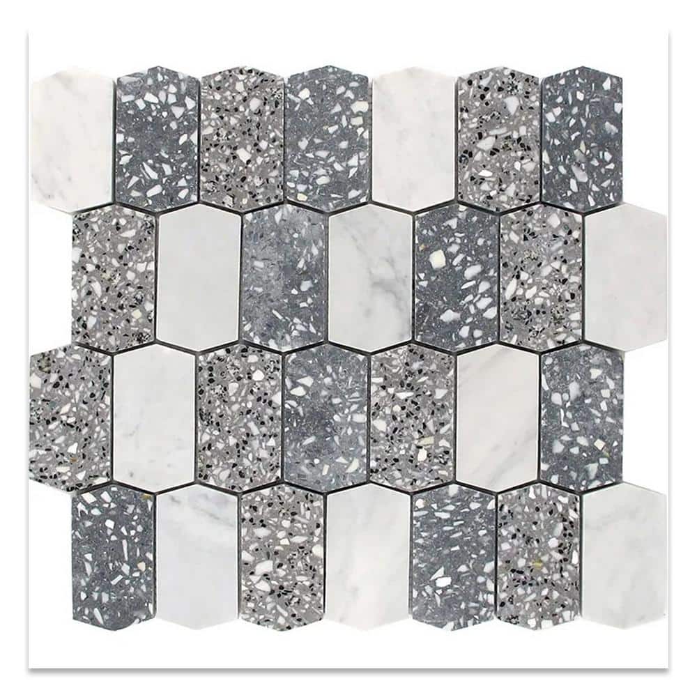 Apollo Tile Stellare 4 in. x 5 in. Honed White, Light Gray Terrazzo ...