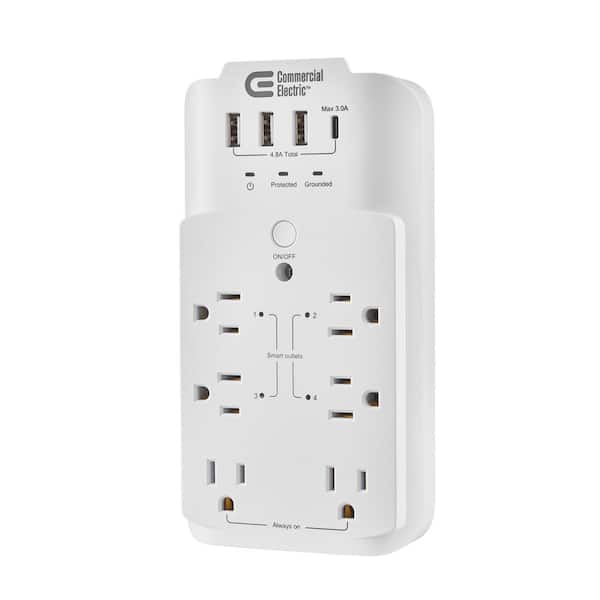 Commercial Power Strips Commercial Electric 6 Outlet 2 USB Power