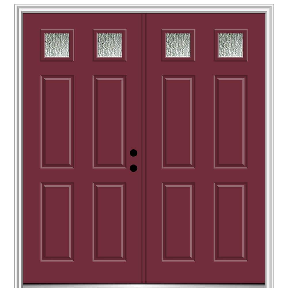 MMI DOOR 64 in. x 80 in. Left-Hand Inswing Rain Glass Burgundy ...