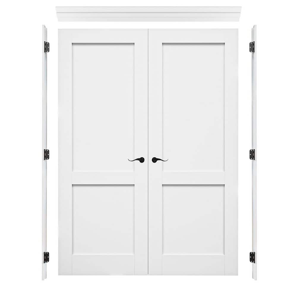 ARK DESIGN 60 in. x 80 in. 2-Lite Frosted Glass Universal White Solid ...