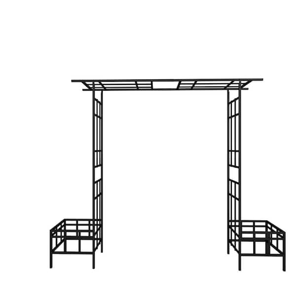 Manhattan 102 in. Iron Adjustable Width Arched Trellis-Versatile Garden ...