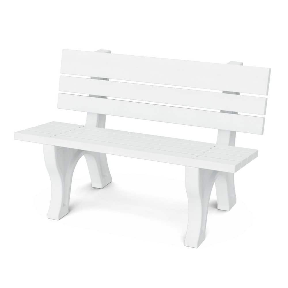 Wildridge Heritage 4 ft. White HDPE Plastic Outdoor Park Bench LCC-125 ...
