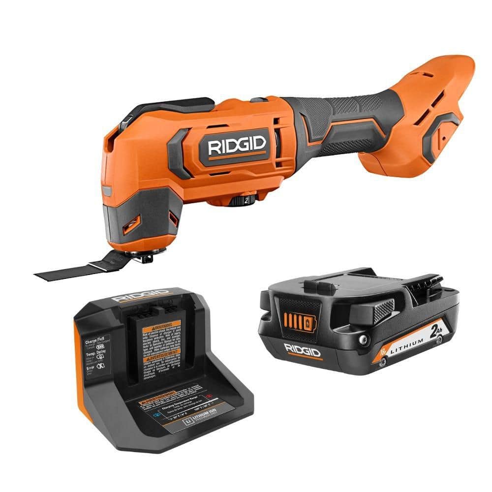 RIDGID 18V Cordless Oscillating Multi-Tool Kit with (2) 2.0 Ah ...