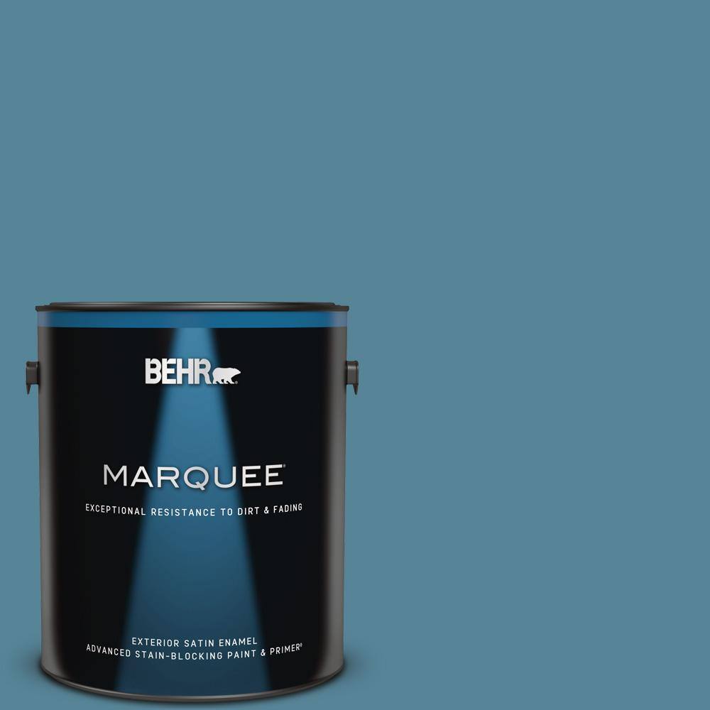 BEHR MARQUEE 1 gal. #S480-5 Blue Moon Bay Satin Enamel Exterior Paint ...