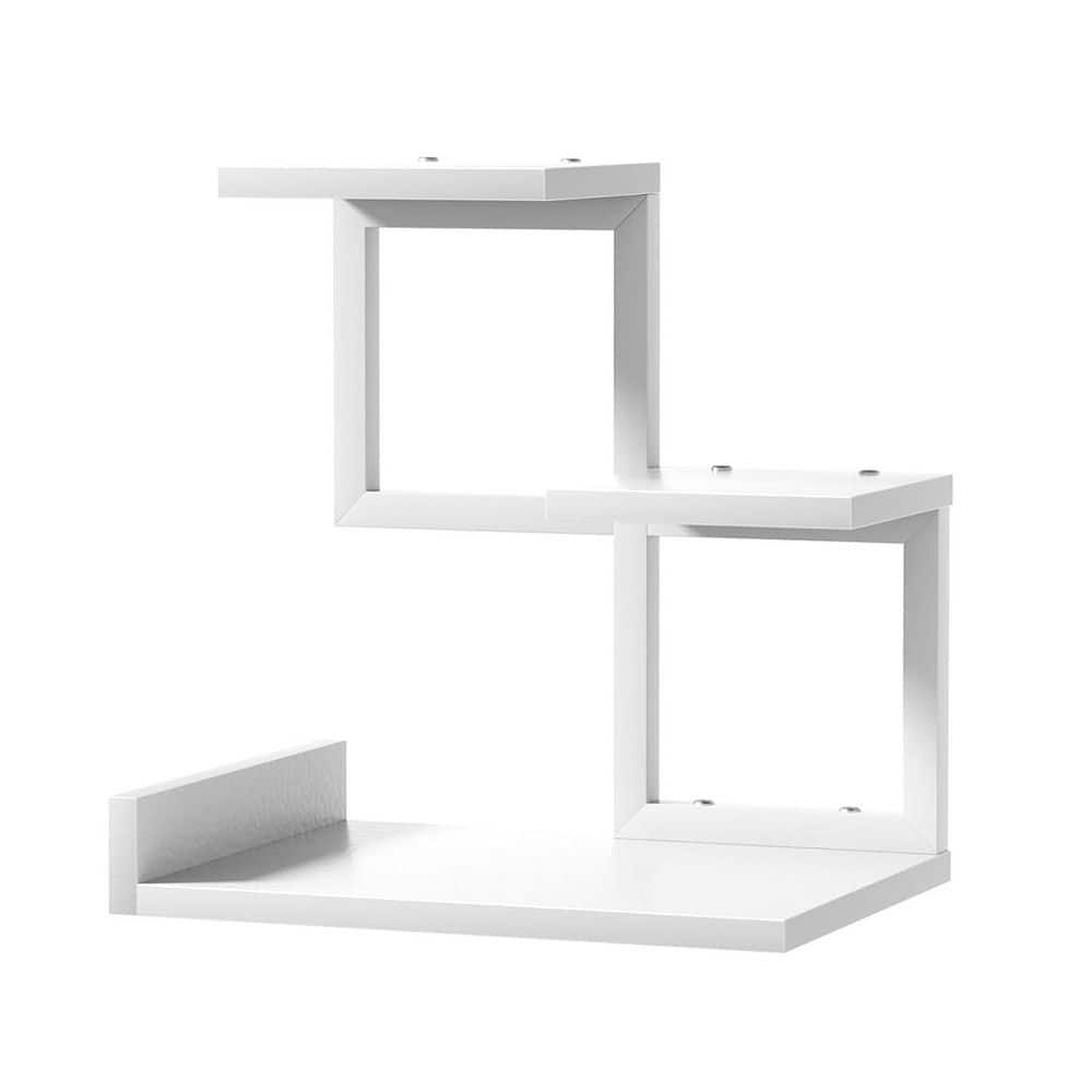 White 12.2 in. x 12 in. Wood Minimal 3 Tier Desk Organizer Shelf ...