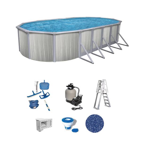 AQUARIAN Marion 12 ft. x 24 ft. Oval 52 in. Deep Hard Sided Above ...