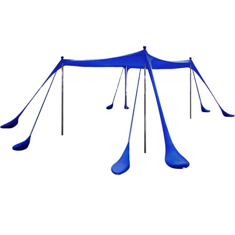Phewnyzo 10 ft. x 10 ft. Beach Tent Sun Shelter with 8 Sandbags, UPF 50 ...