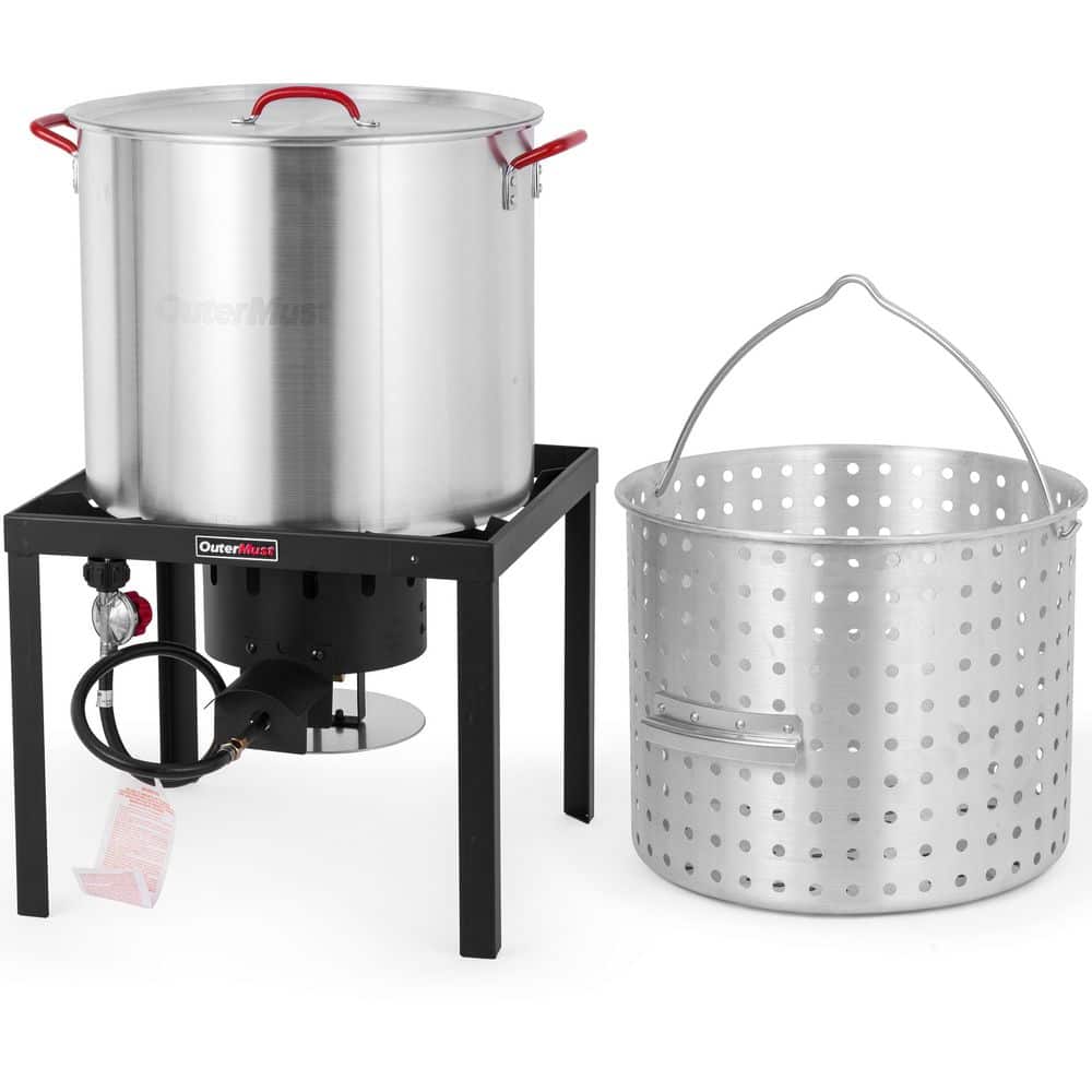 outermust 80 Qt. 110,000 BTU Crawfish Boiler with Seafood Boil Pot and ...