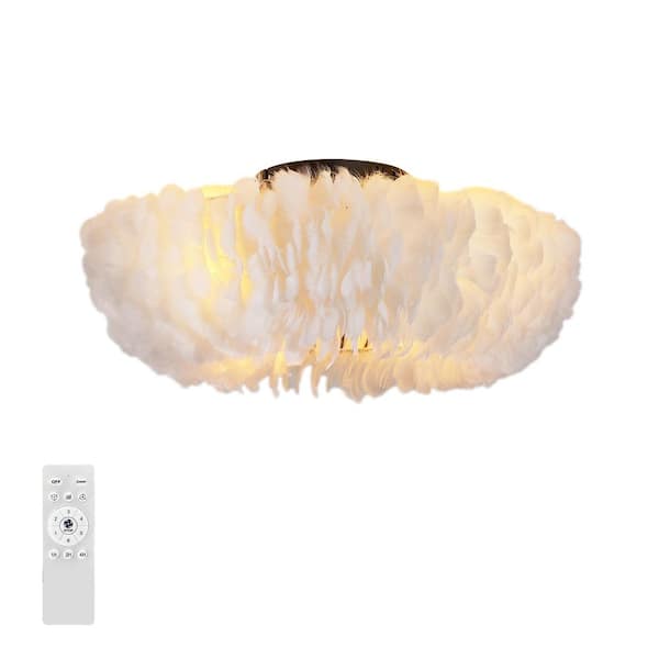 Shinevoy 20 in. White Feather-Style Ceiling Fan with Remote, Elegant ...
