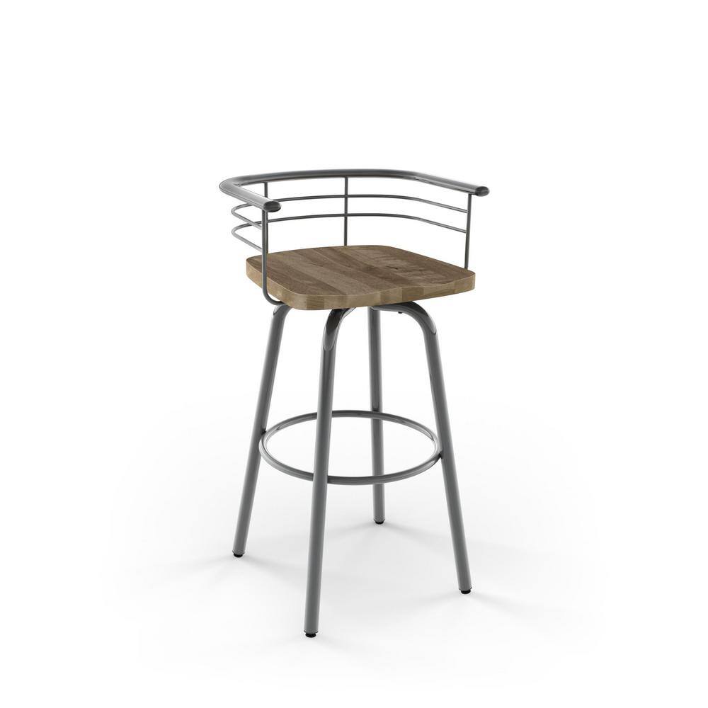 Amisco Brisk 26 in. Grey Metal Beige Wood Counter Stool 41293-26/2486 ...