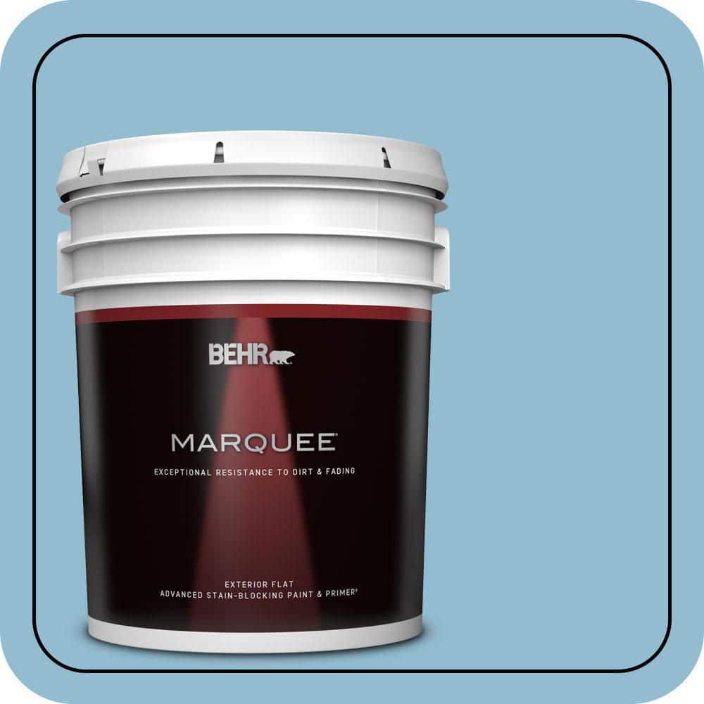 BEHR MARQUEE 5 gal. #S490-3 Reef Blue Flat Exterior Paint & Primer ...