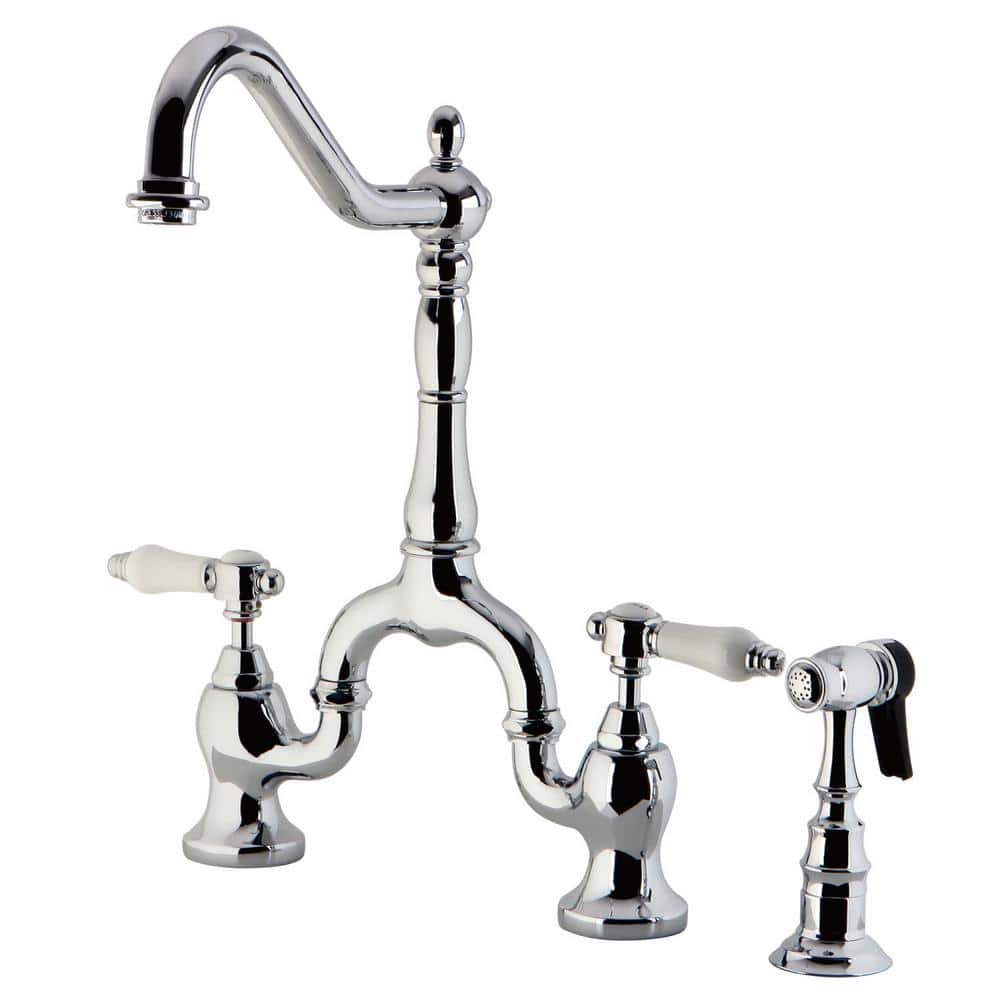 Kingston Brass Bel-Air Double-Handle Deck Mount Bridge Kitchen Faucet ...