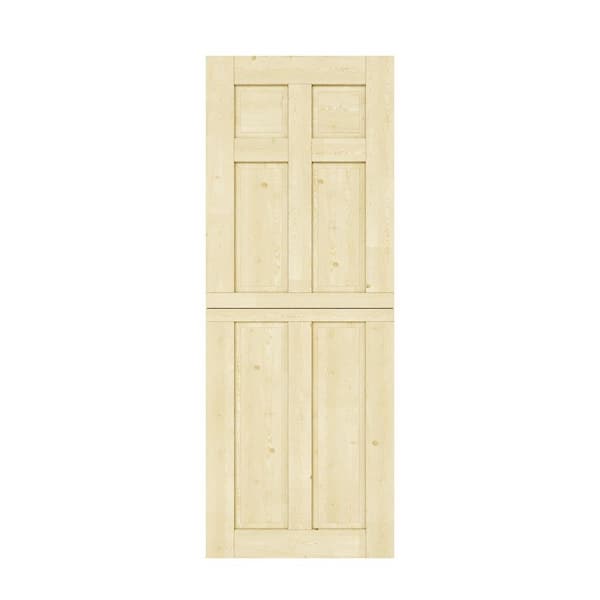ARK DESIGN 30 in. x 80 in. Solid Pine Universal 6-Panel Unfinished Pine ...