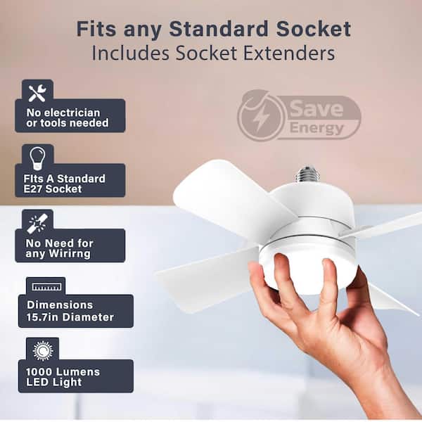 Bell + Howell 15.7 in. Indoor White Ceiling Fan with Remote, RGB CCT ...