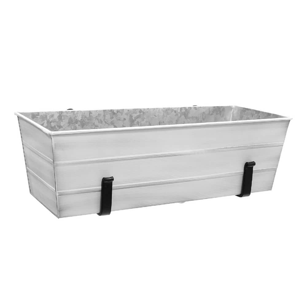 ACHLA DESIGNS 24" W Rectangle Whitewash Galvanized Steel Flower Box w ...