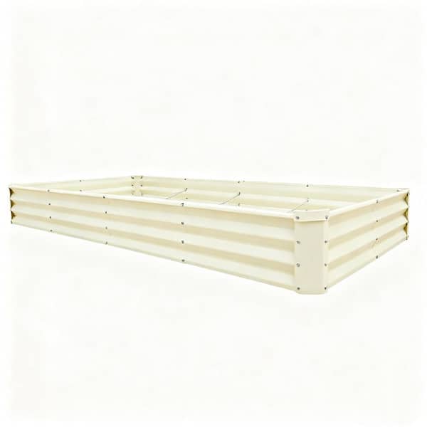 OGETFUUR Milk White Metal Galvanized Raised Planter Boxes for ...
