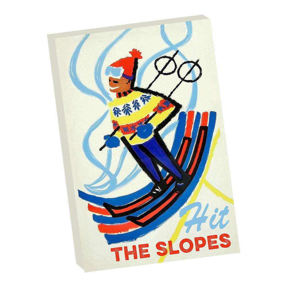 Hit the Slopes Vintage Ski Poster by Grotto Studios 1-Piece Unframed ...