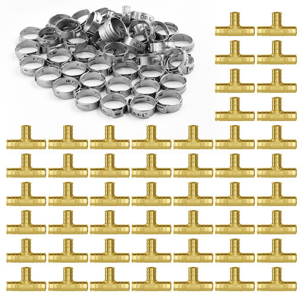 VEVOR Pipe Fittings, 1/2 in. 50 PCS Brass Pipe Fittings, Clamp-style ...