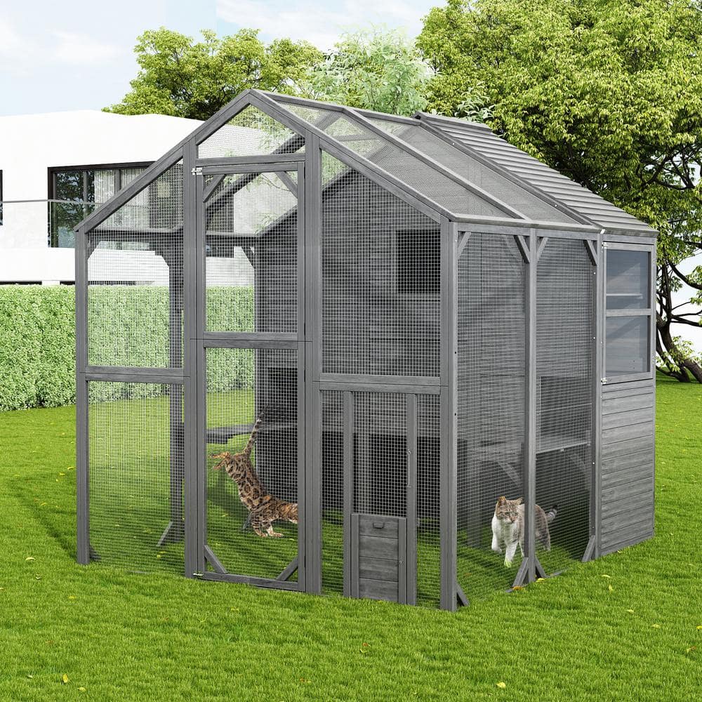 FUFU&GAGA Outdoor/Indoor Large Cat Run Cat House, Cage Large Catio ...