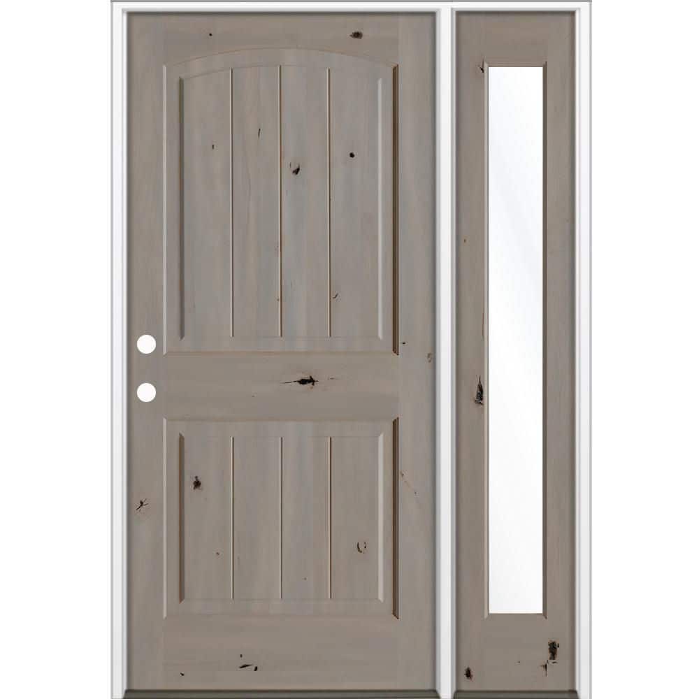 Krosswood Doors 44in x 80 in Knotty Alder Arch Top Right-Hand/Inswing ...