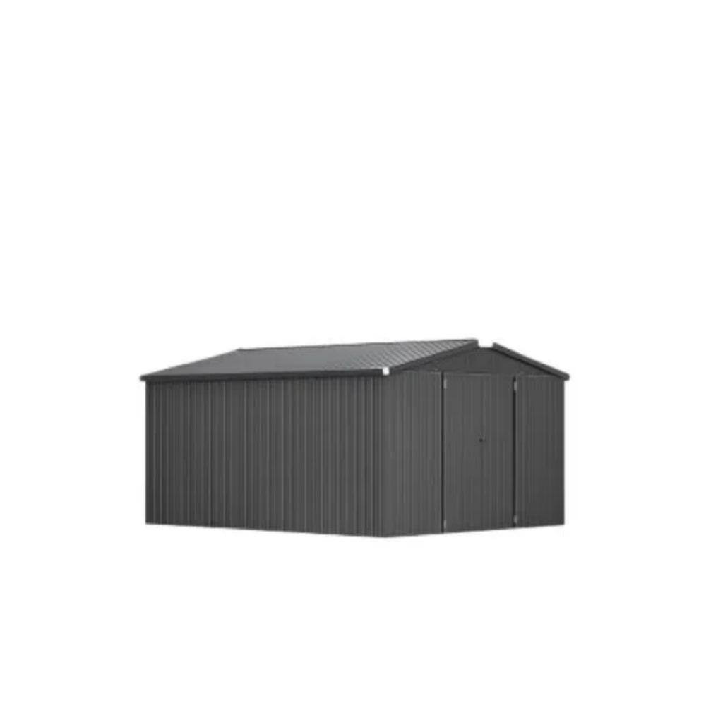 AECOJOY 10 ft. W x 14 ft. D Metal Shed with Double Lockable Doors, Dark ...