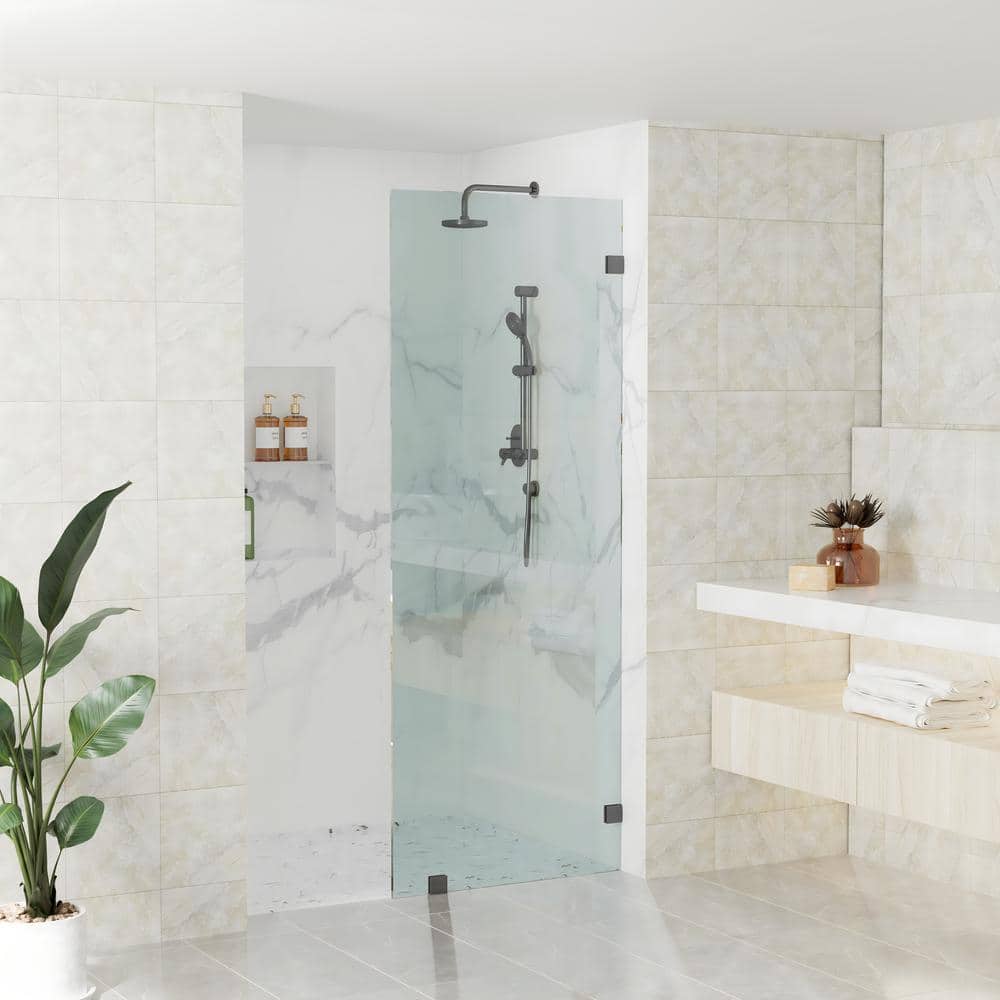 Kobiworks Nirvana 41 in. W x 80 in. H Frameless Fixed Panel Shower Door in Matte Black without ...