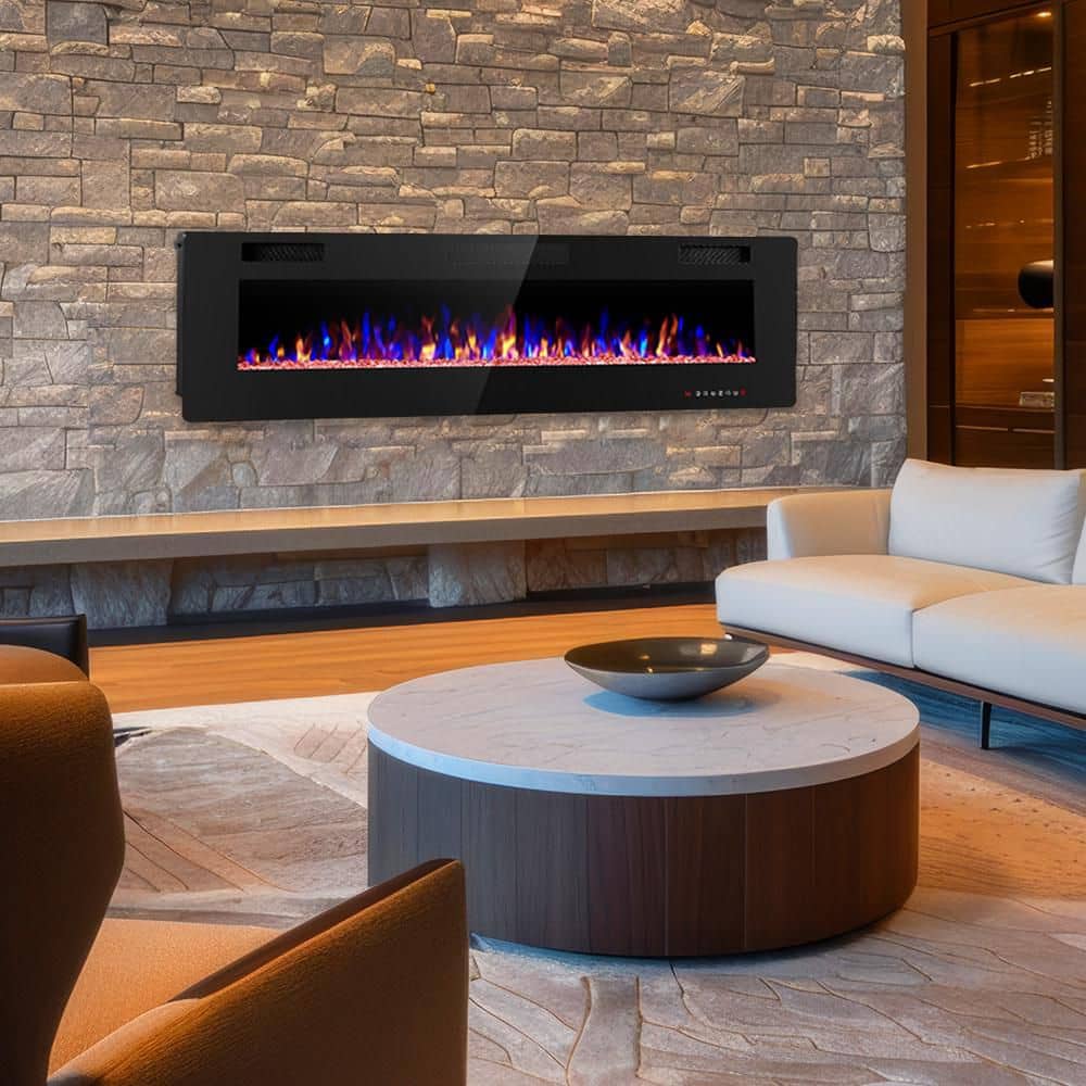 R.W.FLAME 60 in. Wall Mount Low Noise Electric Fireplace with Remote ...