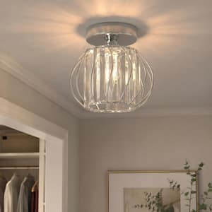 YANSUN 7 in. 1-Light Modern Crystal Semi Flush Mount Ceiling Light，Gold ...