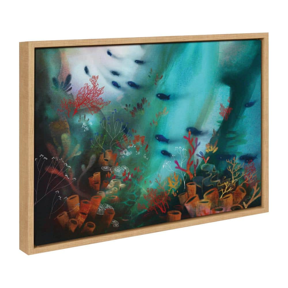 Kate and Laurel Sylvie Coral Cove Framed Canvas by Faryn Hughes Set of ...