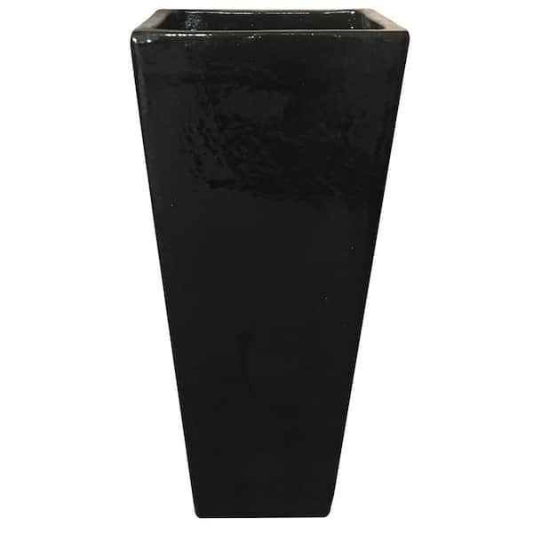Trendspot 12.5 in. Black Ceramic Tall Bayshore Pot CR10771-26H2 - The ...