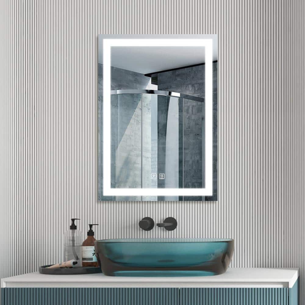 HOMLUX 20 in. W x 28 in. H Rectangular Frameless LED Light with 3 Color ...