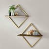 StyleWell 15 in. H x 15 in. W x 4 in. D Wood and Gold Metal Wall-Mount ...