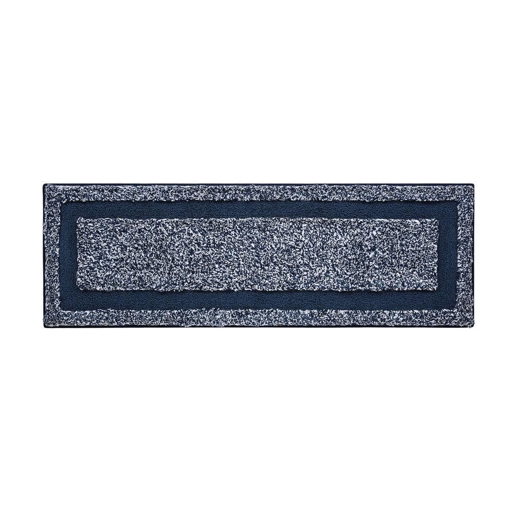 VCNY Home Heathered 20 in. x 60 in. Navy White Hotel Border Polyester ...