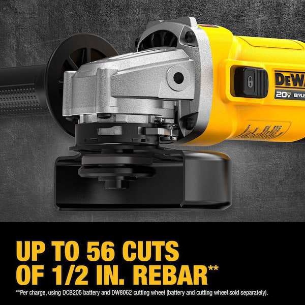 DEWALT 20-Volt MAX Cordless Brushless 4-1/2 in. Angle Grinder with Slide Switch (Tool Only ...
