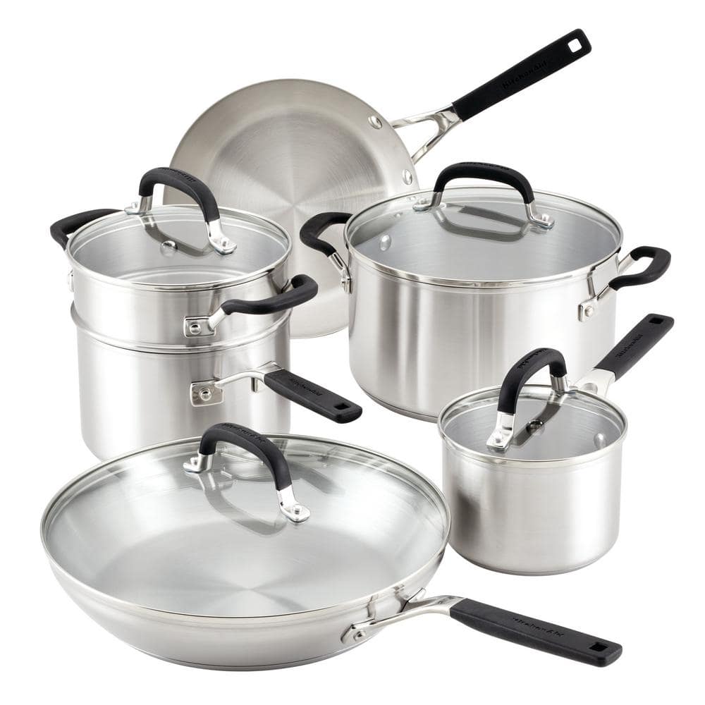 KitchenAid 10-Piece Stainless Steel Cookware Induction Pots and Pans ...
